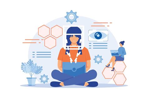 Businessman And Technology Measuring Eye Position And Movement Tiny People Eye Tracking