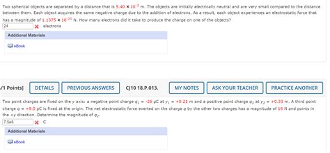 solved two spherical objects are separated by a distance