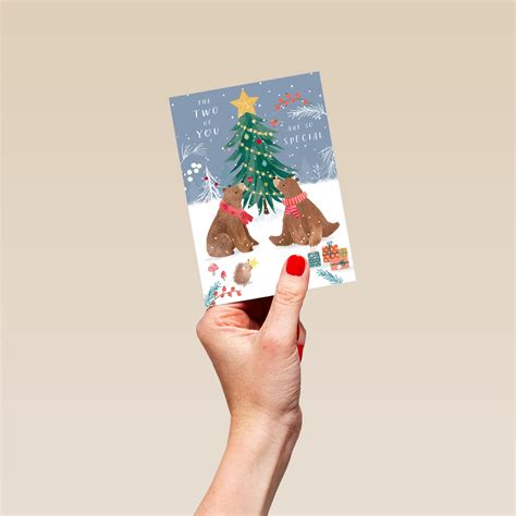 Personalised Cute Christmas Bears Snow Tree To Both Card Hallmark
