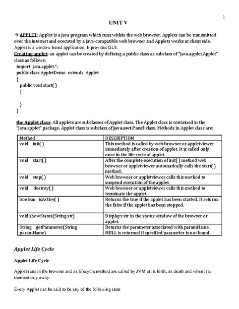 Unit V Applet And Awt And Swings Unit V → Applet Applet Is A Java