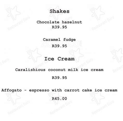 Menu At Naked Coffee Cafe Johannesburg Melrose Arch