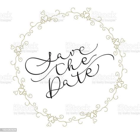 흰색 바탕에 프레임에 날짜 텍스트를 저장 합니다 서 예 문자 벡터 일러스트 레이 션 Eps10 결혼식에 대한 스톡 벡터 아트 및 기타 이미지 Istock