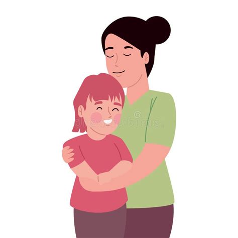 Mother Hugging Daughter Character Stock Illustration Illustration Of