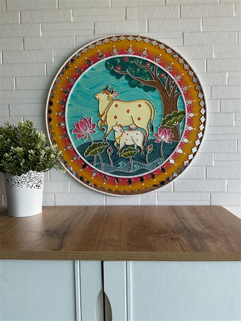 Lippan Art Mirror Pichwai Cow Wall Decor Etsy