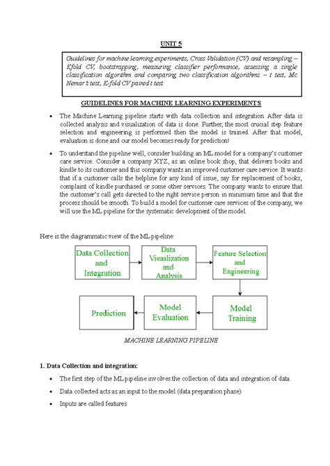 Unit 5 It Describe About Guifelines For Machine Learning Experiments