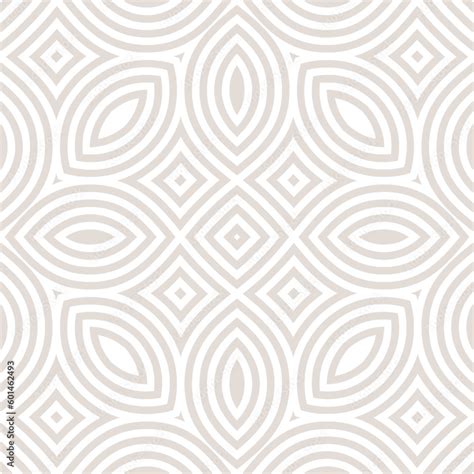 Subtle Vector Geometric Seamless Pattern Abstract Linear Ornament Texture With Curved Shapes