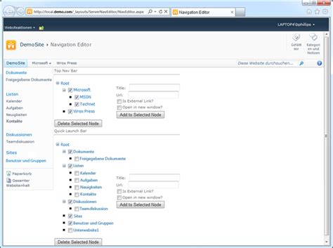 Programmgesteuertes Anpassen Der Websitenavigation In Sharepoint 2010