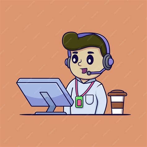 Premium Vector Operator With Laptop Vector Illustration