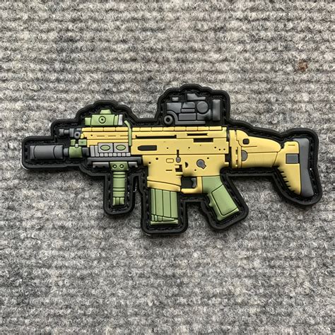 Tactical Gun Rubber Morale Patch Fn Scar Assault Rifle Male Hook