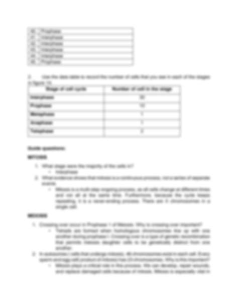 Solution Mitosis Meiosis Worksheeet Studypool
