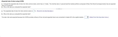 solved expected rate of return using capm a compute the