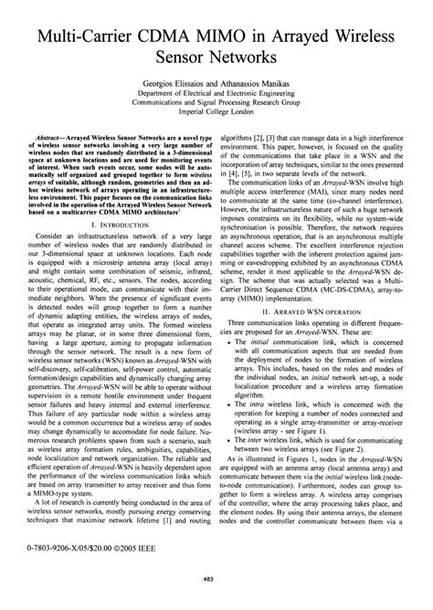 Pdf Multi Carrier Cdma Mimo In Arrayed Wireless Sensor Networks
