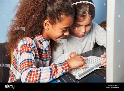 Students Learn Together On The Pc In The Computer Science Class Of