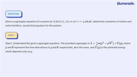 solved given a lagrangian equation of a system as 1 2 22 2 2