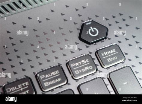 Turn On Power Key Button Gaming Grey Notebook Keyboard Close Up Tech It Electronics
