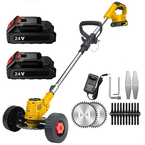 Набір акумуляторна коса для трави з 2 АКБ 24v Газонокосарка триммер з колесами та насадками