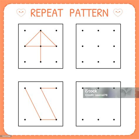 어린이를 위한 작업 페이지 패턴을 반복 합니다 운동 능력을 연습을 위한 유치원 워크 시트 아이 들을 위한 유치원 교육 게임 0명에 대한 스톡 벡터 아트 및 기타 이미지