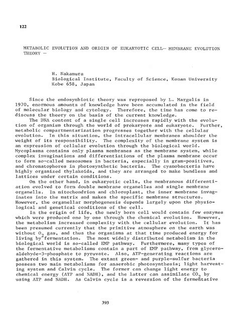 1986 Metabolic Evolution And Origin Of Eukaryotic Cell Membrane Evolution Pdf
