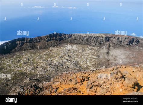 Panorama Landscape From The Top Of Pico Volcano At Hiking At Azores