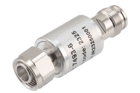 6 Db Fixed Attenuator 2 2 5 Male To 2 2 5 Female Brass Body Rated To 10 Watts Dc To 6 Ghz