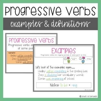 Progressive Verbs PowerPoint By Print Cut Laminate TPT