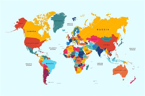 El Mapa Del Mundo De Colores Vector Premium