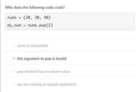 Solved Why Does The Following Code Crash Nums Chegg