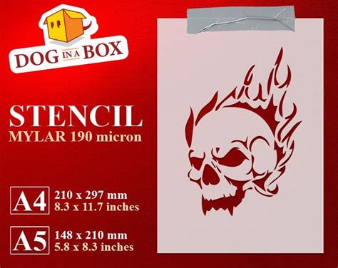 Fire Skull Stencil Skull Stencil Biker Stencil Fire Stencil For