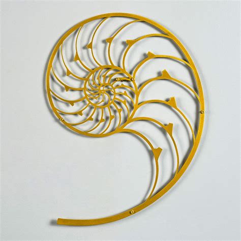 Golden Ratio Fibonacci Spiral Metal Wall Decor Nautilus Shell Art