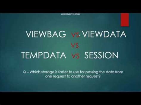 ViewBag vs ViewData vs TempData vs Session - Which is Better? - YouTube