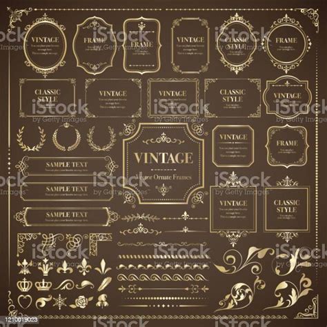 빈티지 벡터 프레임 모노그램 초대장 프레임 배너 메뉴 레이블 및 웹 사이트에 대한 템플릿 복고풍 디자인의 집합입니다 프레임에