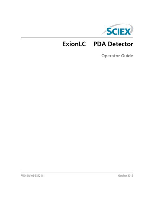 Exionlc Pda Detector Operator Guide En Pdf Syringe Hazards
