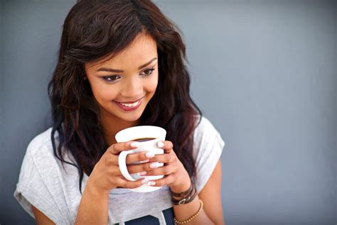 Premium Photo Happy Girl Drinking And Coffee With Mug For Morning