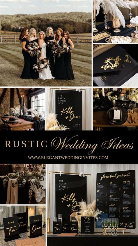 2024 Best Rustic Wedding Theme Ideas Black White Gold Wedding Theme