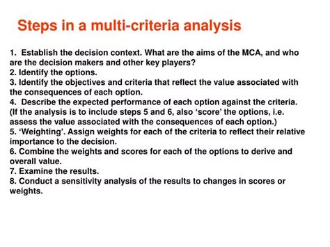 Ppt Steps In A Multi Criteria Analysis Powerpoint Presentation Free