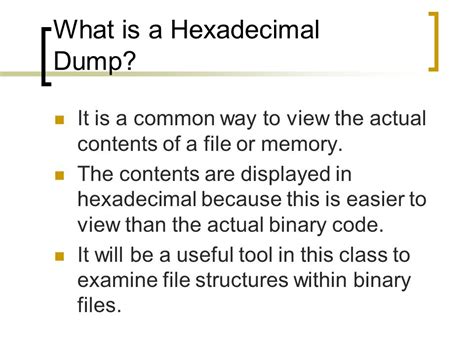 Comp 335 File Structures Hexadecimal Dumps Interpreting File Contents