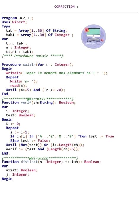 3 ème Sc Informatique Algorithme Et Programmation Devoirs De Contrôle Algorithme Et