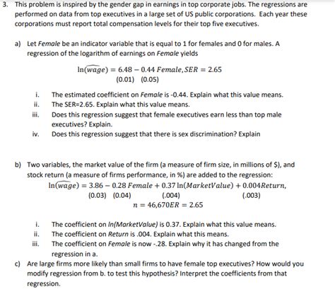 Solved 3 This Problem Is Inspired By The Gender Gap In Chegg Com