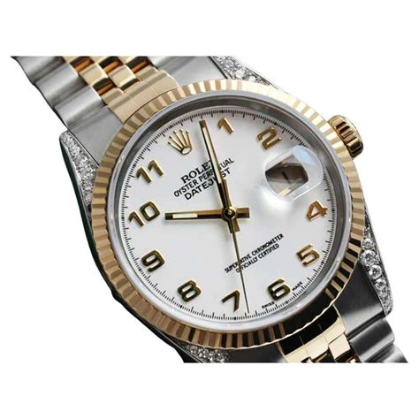 Rolex Datejust Two Tone Vintage Fluted Bezel With Diamond Lugs Watch