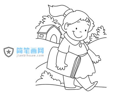 放学路上的小女孩简笔画图片 简笔画网
