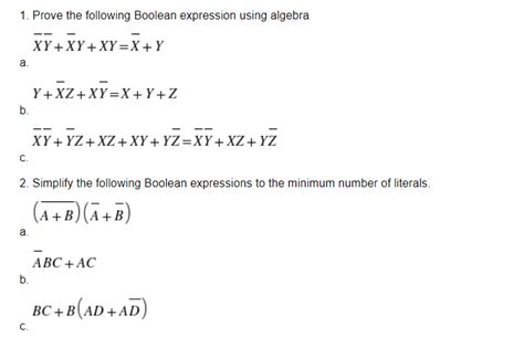 Solved 1 Prove The Following Boolean Expression Using