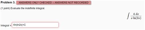 Solved Problem 3 Answers Only Checked Answers Not