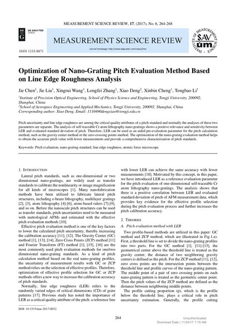 Pdf Optimization Of Nano Grating Pitch Evaluation Method Based On Line Edge Roughness Analysis