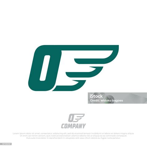 빠른 날개 일러스트 디자인 요소와 대문자 O 비행기 날개 로고 템플릿 벡터 추상 재료 디자인 플랫 라인 아트 스타일 Esports League에 대한 스톡 벡터 아트 및
