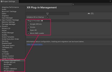 Unity Manual Xr Plug In Management Settings