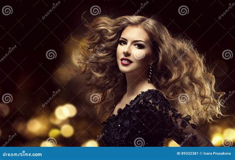 Hair Beauty Fashion Model Long Curly Hairstyle Woman Hair Style Stock