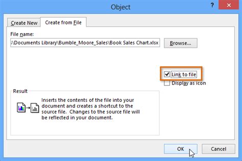 Word Embedding An Excel Chart