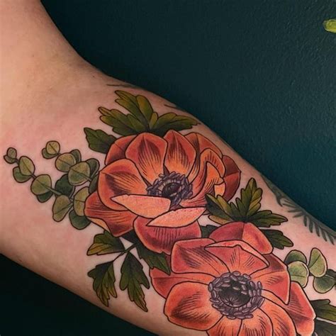 Katy Bisby On Instagram Anemone And Eucalyptus Tattoo For Kristi