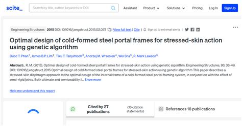 Optimal Design Of Cold Formed Steel Portal Frames For Stressed Skin