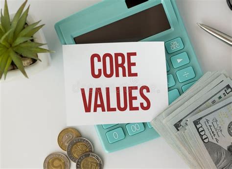 Core Values Text In Notepad In A Folder Near A Yellow Notepad With